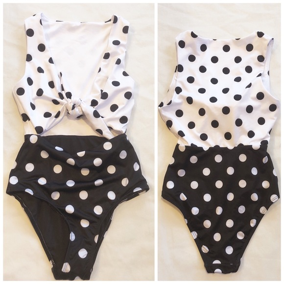 ASOS | Swim | Asos Swim Mixed Spot Tie Front Swimsuit One Piece | Poshmark